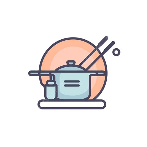 냄비와 젓가락 저해상도 격리된 벡터 로고 흰색 바탕에 조리기구를 묘사한 직계 아이콘 Flaticon 및 드리블에 의한 벡터