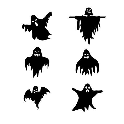 Halloween Ghost Black And White Set 13177378 Vector Art At Vecteezy