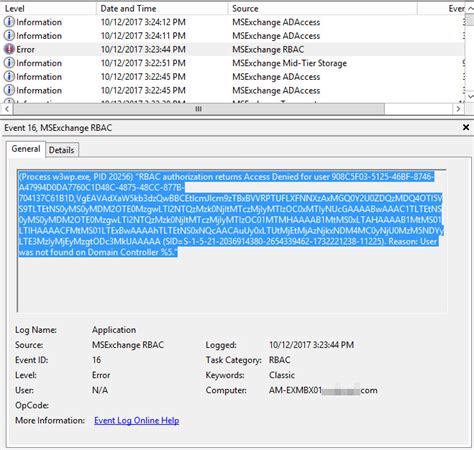 Solved MsExchange RBAC EventID 16 Authorization Returns Access Denied