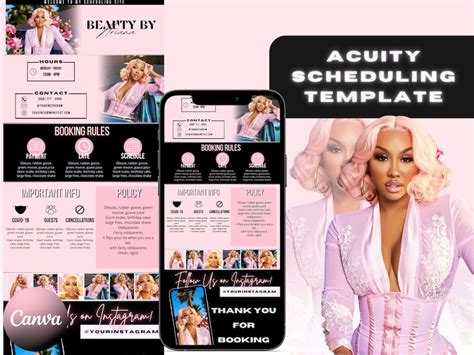 Acuity Scheduling Template Canva Template Pink And Black Etsy
