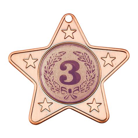 50mm Bronze Star Number Three Medal M10 Awards Trophies Supplier