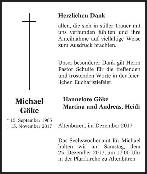 Traueranzeigen Von Michael Göke Trauer In Nrwde