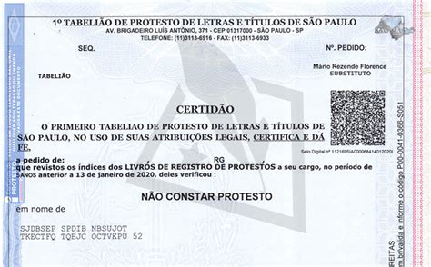 Certidão De Protesto No Documento Documento No Brasil
