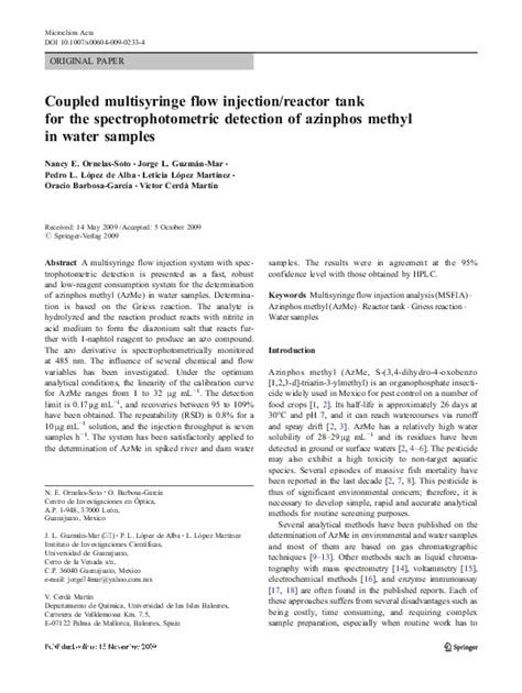 Pdf Coupled Multisyringe Flow Injection Reactor Tank For The Spectrophotometric Detection Of