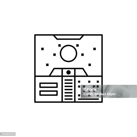 컨트롤 패널 룸 공간 우주선 아이콘 모바일 개념 및 웹 응용 프로그램 아이콘에 대 한 미래 기술 팩의 요소입니다 웹 사이트 디자인 및 개발을 위한 얇은 라인 아이콘 가정의