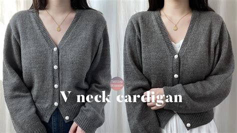Diy 대바늘 브이넥 셋인슬리브 가디건 Knit V Neck Cardigan Tutorial Youtube