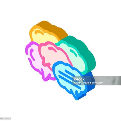 컨텍스트 버블 자연어 처리 Nlp 아이소 메트릭 아이콘 벡터 일러스트 레이 션 3차원 형태에 대한 스톡 벡터 아트 및 기타