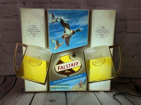 Vintage Falstaff Beer Lighted Motion Sign Toasting Mugs Unbelievably