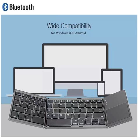 B033 Portable Twice Folding Bluetooth Keyboard Bt Wireless Foldable Touchpad Keypad For Windows