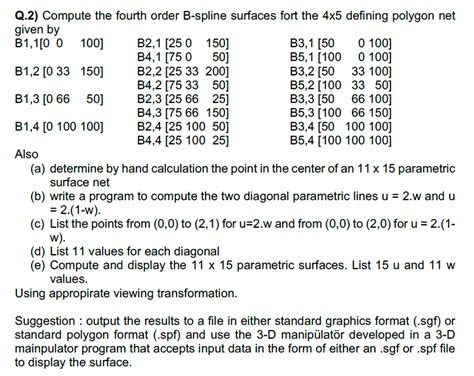 Q2 Compute The Fourth Order B Spline Surfaces Fort