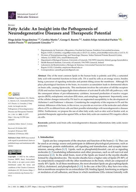 Pdf Fatty Acids An Insight Into The Pathogenesis Of