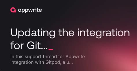 Updating The Integration For Gitpod Threads Appwrite