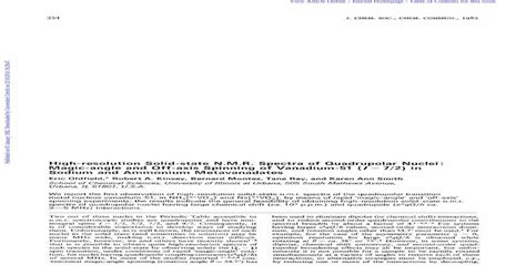 High Resolution Solid State Nmr Spectra Of Quadrupolar Nuclei Magic