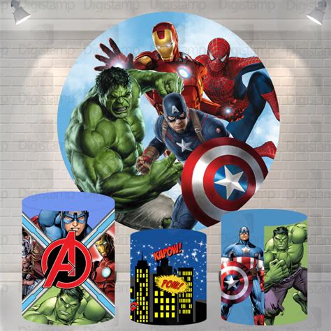 Kit Painel Trio De Cilindros Sublimados Vingadores KIT571