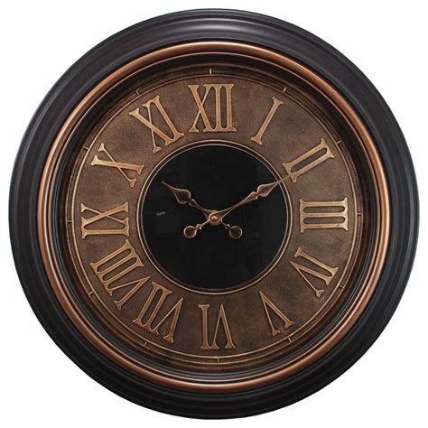 Oversized 23 Wall Clock With Raised Roman Numerals In Antique Copper