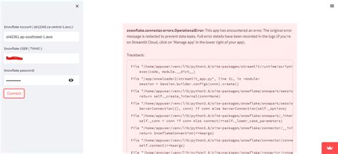 Login Errors On Streamlit App Wizard While Connecting From Snowflake