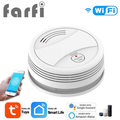Tuya 스마트 와이파이 연기 감지기 센서 80db 알람 연기 감지기 화재 방지 홈 보안 경보 스마트 라이프 앱 알림 화재 방지