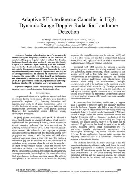 Adaptiverfinterferencecancellerinhighdynamicrangedopplerradar