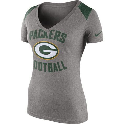 Womens Green Bay Packers Nike Gray Stadium Football V Neck Performance