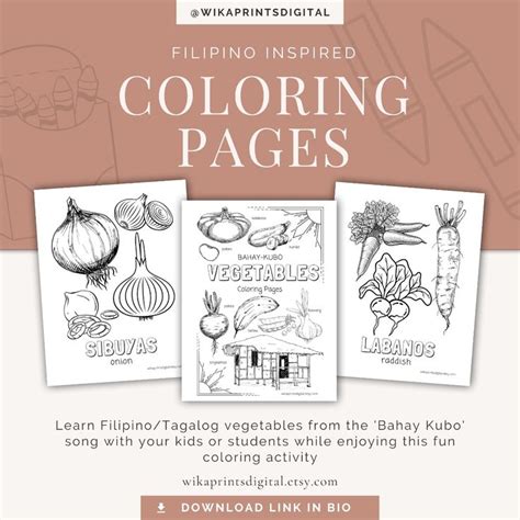 Vegetables Coloring Pages Bahay Kubo 19 Pages Printable Pdf Etsy In