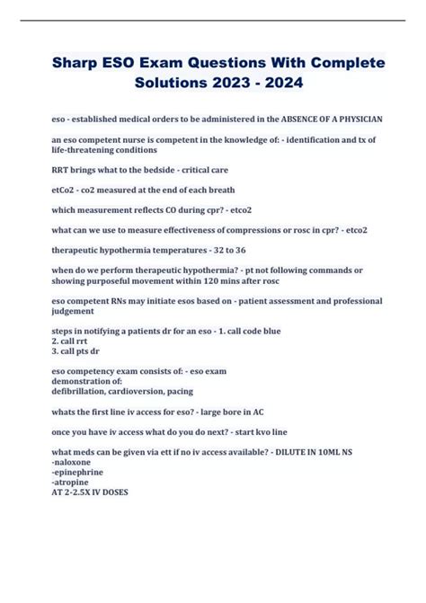 Sharp ESO Exam Questions With Complete Solutions Sharp ESO Stuvia US