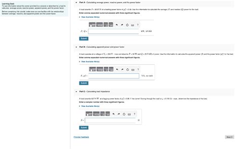 Solved Part A Calculating Average Power Reactive Power Chegg