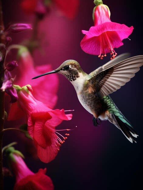 premium photo fuchsia flutter hummingbird in action