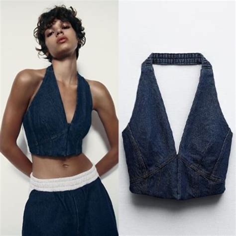 Zara Tops Nwt Zara Mixed Denim Corset Top S Poshmark