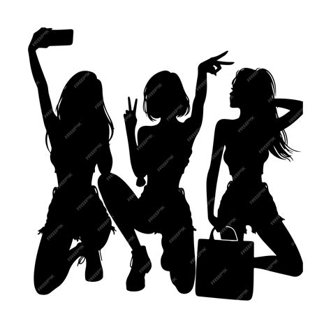 Premium Vector Woman Take A Selfie Vector Silhouette Black Color Selfie
