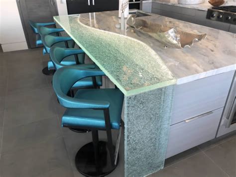 Custom Made Thick Glass Kitchen And Bathroom Solid Glass Countertops
