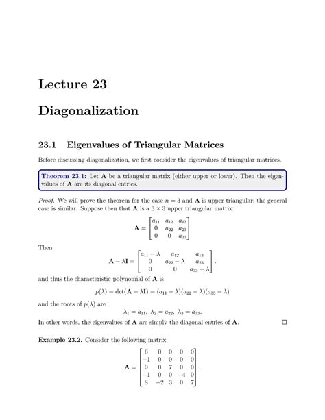 linear algebra 23 lecture 23 diagonalization 23 eigenvalues of