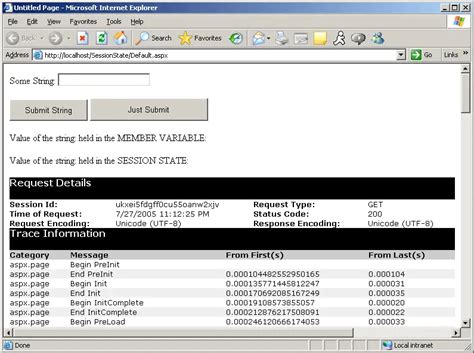 Tracking Session State ASP NET