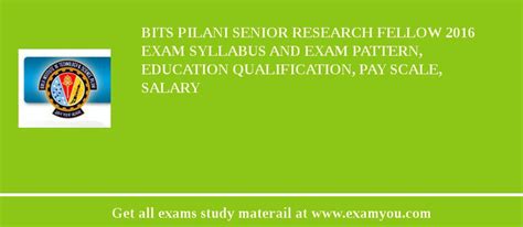 Bits Pilani Senior Research Fellow 2018 Exam Syllabus And Exam Pattern