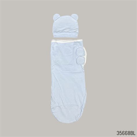 Cotton Newborn Swaddle Wrapper With Cap Blue