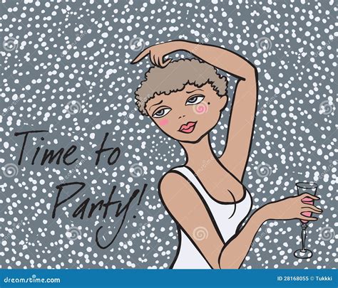 Vector Illustration Of Young Woman Holding Glass Stock Vector