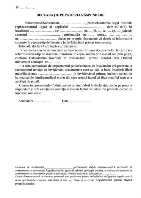 Model De Cerere Pentru înscrierea La Clasa Pregătitoare Din 3 Mai