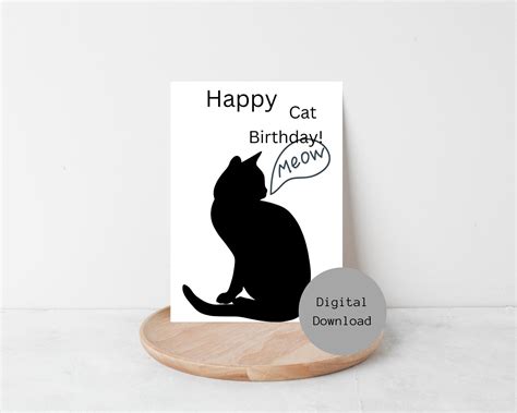 Printable Cat Birthday Card Printable Birthday Card Funny Digital