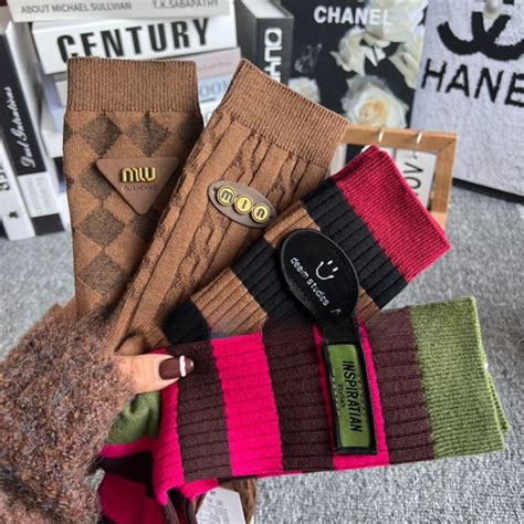 Чулки Женский Miu Miu размер универсальный коричневый пудровый Хлопок Капрон Домашний На