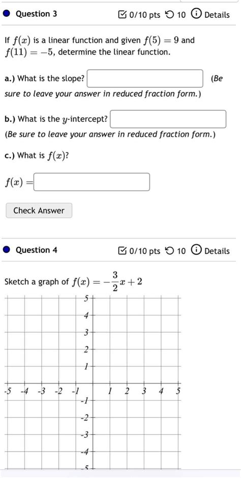 Solved If Fx Is A Linear Function And Given F59 And