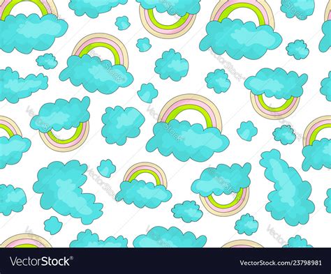 Cute Rainbow Seamless Pattern With Colorful Vector Image