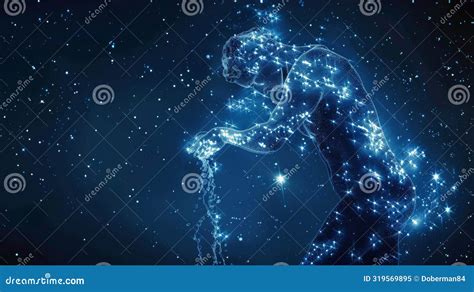 Aquarius The Water Bearer Constellation In A Starry Night Sky Stock
