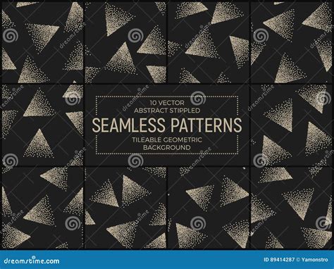 Vector Abstract Stippled Seamless Patterns Stock Vector Illustration Of Engraving Drawn 89414287