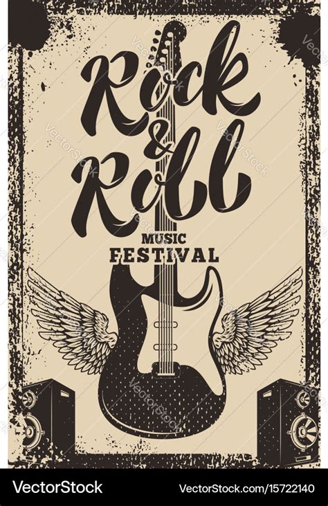 Rock And Roll Music Festival Poster Template Vector Image