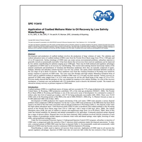 Application Of Coalbed Methane Water To Oil Recovery By Low Salinity