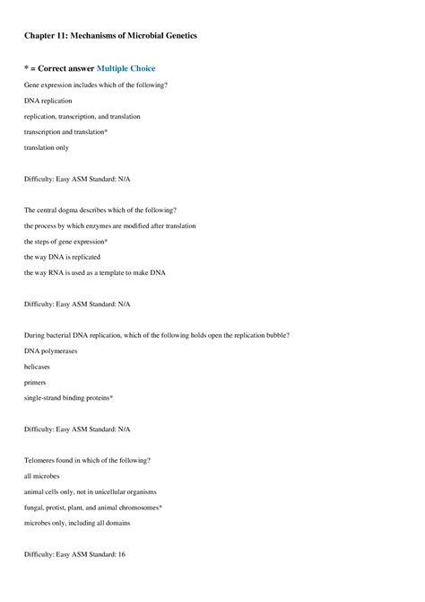 BIOLOGY 206 Microbiology OpenStax Test Bank Chapter 11 Mechanisms Of