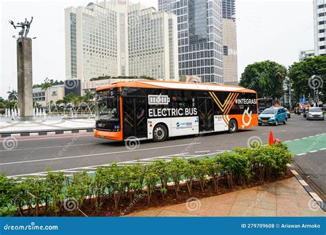 Transjakarta Electric Bus Editorial Photo 284369087