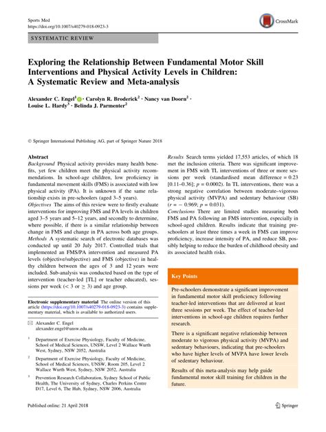 Pdf Physical Activity Interventions To Improve Fundamental Motor Skills In Preschoolers A