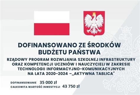 Rządowy program Aktywna Tablica Szkoła Podstawowa im Jana Pawła II