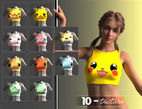 RQL DForce Kawaii Crop Top With Pokemon Texture G8F G8 1F Genesis 8