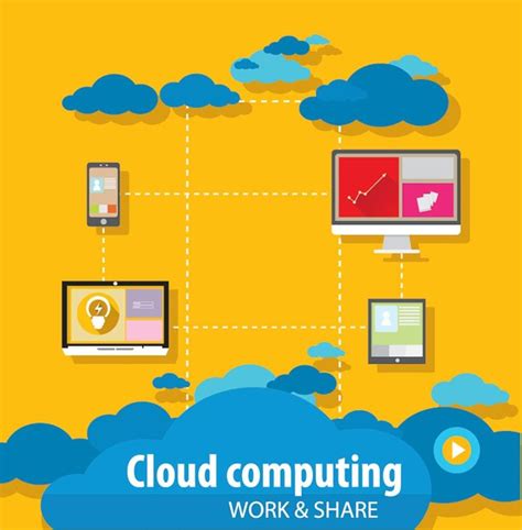 Cloud Computing Work And Share Vectors